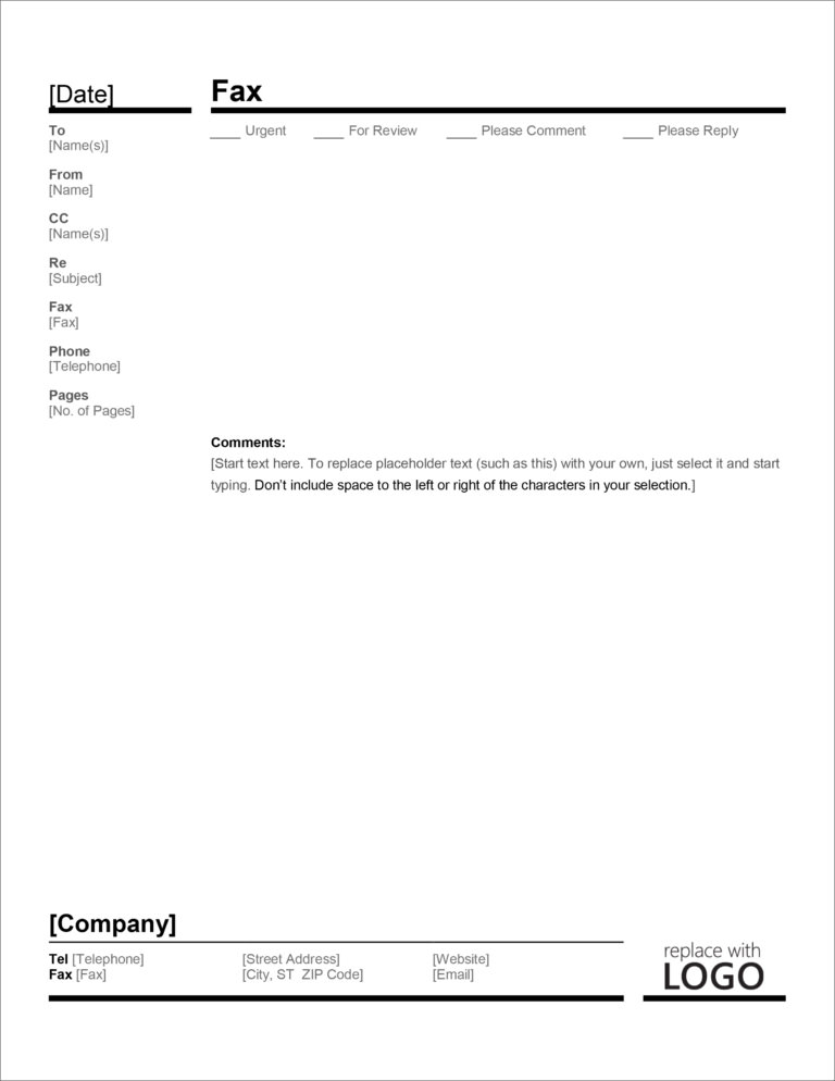 20 Free Printable Fax Cover Sheets And Templates