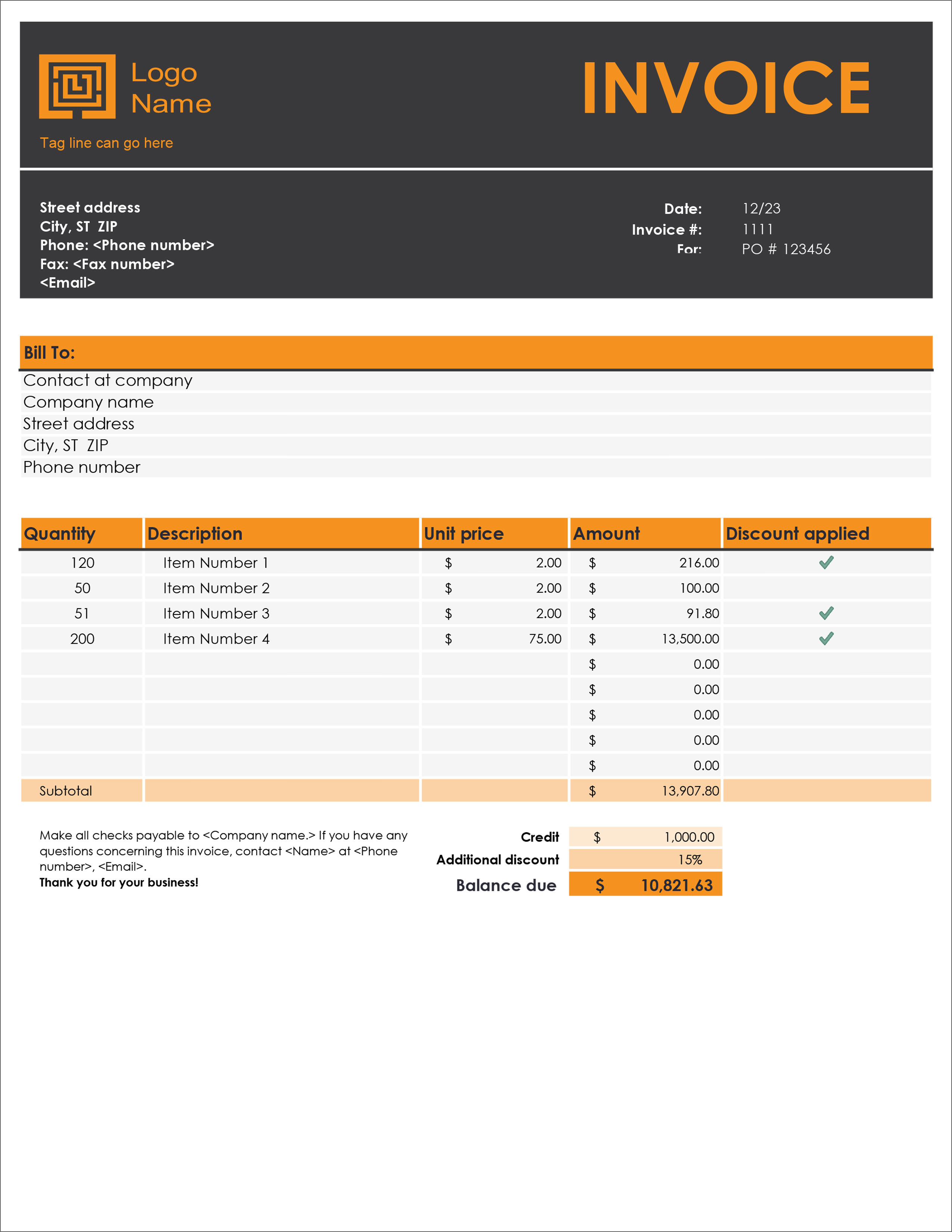 Invoice Html Template