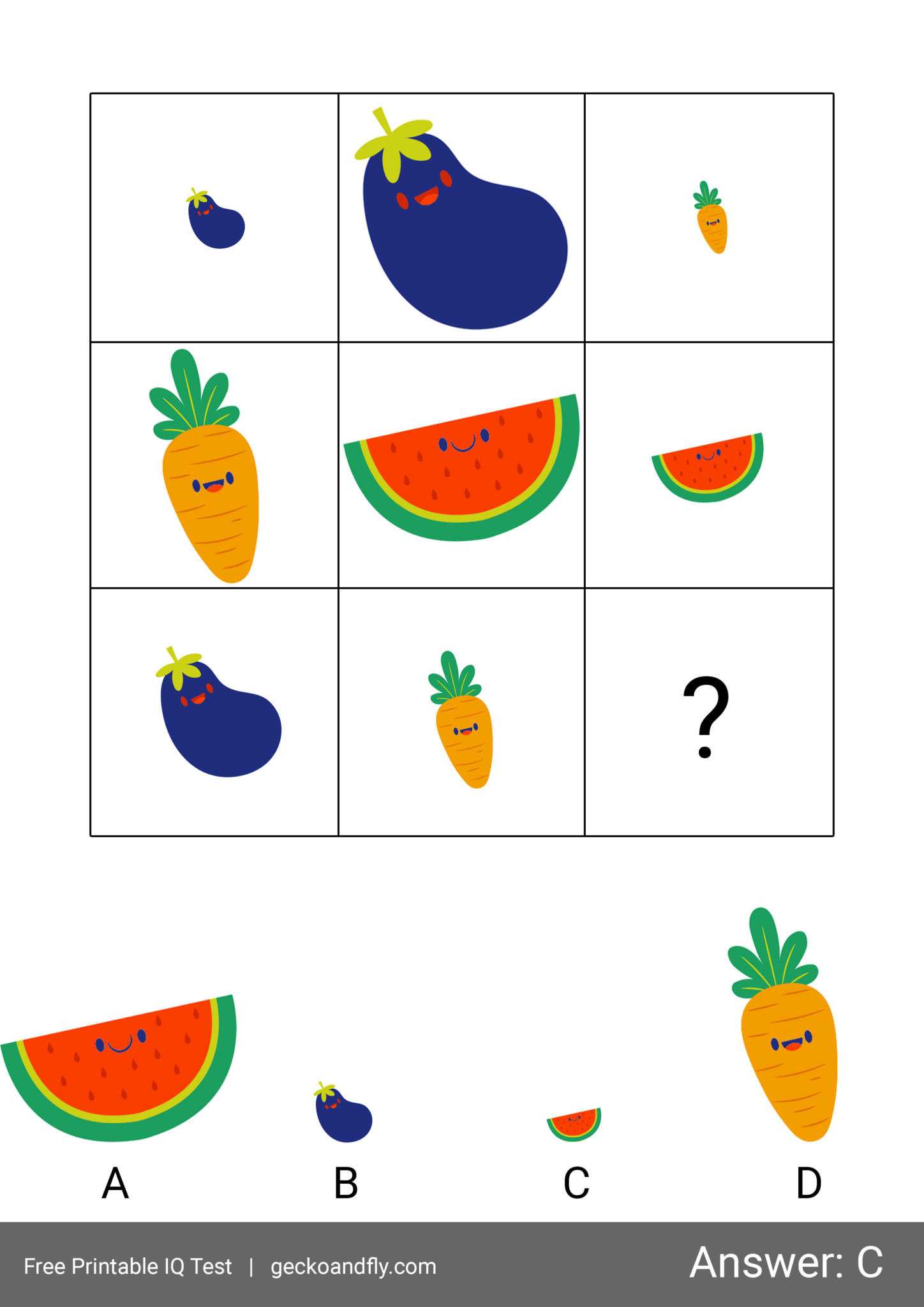 60 Free Printable IQ Test For Kids From 5 to 16 years old [ Part 1 ]