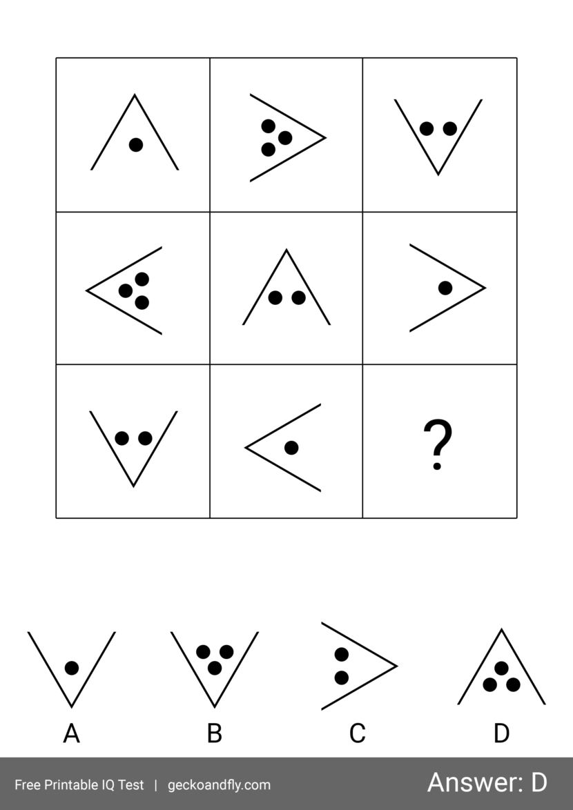 60 Free Printable IQ Test For Kids From 5 to 16 years old [ Part 2 ]