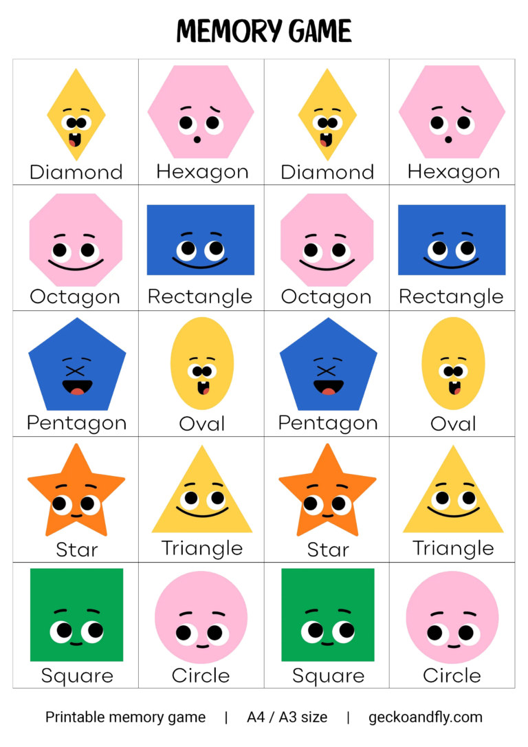 8 Free Printable Memory Game With Text