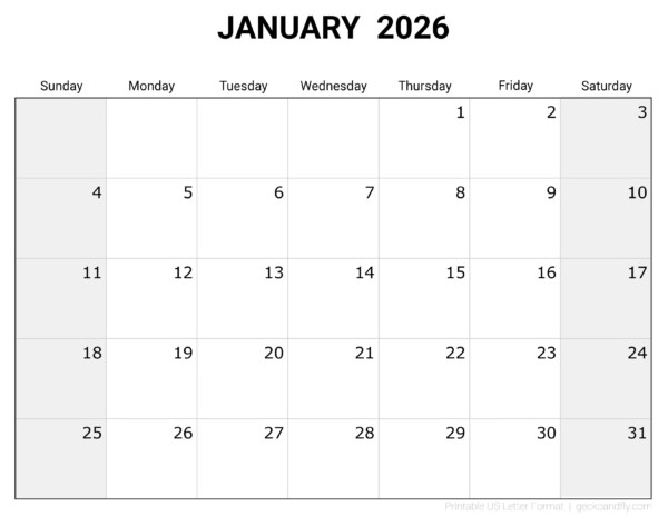 12 Free Printable 2026 Monthly Calendars - Simple & Minimalist Style