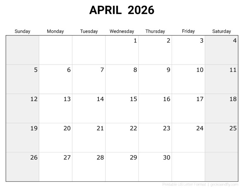 Free Printable 2026 Calendars - 12 Monthly Templates